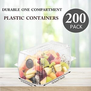 200 Pcs Clear Hoagie Container, 7.3 x 4.9 x 3.8 inch Plastic Hinged Food Container, Disposable Clamshell Take Out Food Containers for Salads, Hamburger, Fruit, Cake, Cookie, Sandwiches