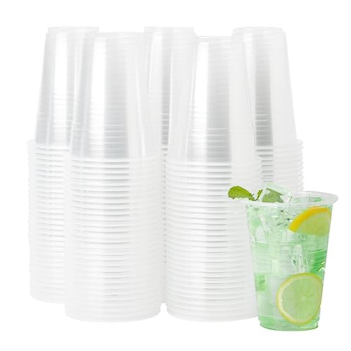 YEEHAW 500 Pack - 9 oz Plastic Cups, Disposable Clear Plastic Cups, Cold Party Drinking Cups, Transparent Plastic Cups Bulk, Disposable Cups for Wedding,Thanksgiving, Christmas Party