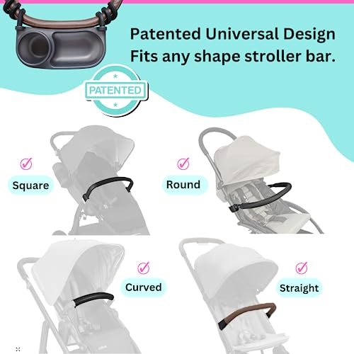 Universal Stroller Snack Tray | Silicone Flexible Arms Grip Stroller Bar and Stays in Place | Stroller Tray Attachment with Cup Holder for Sippy Cup Baby Bottle, Snacks | Stroller Accessories Swanoo