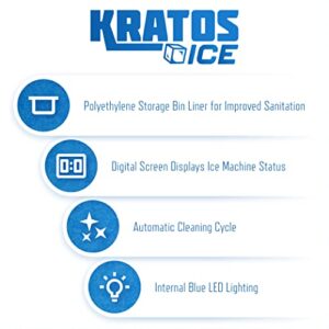 Kratos 69K-908 Full Dice Undercounter Ice Machine, 199 lb. Daily Production, 75 lb. Bin Capacity