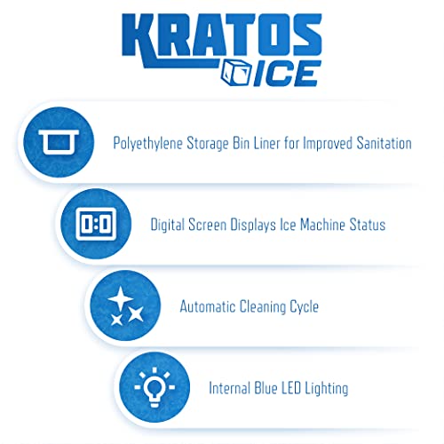 Kratos 69K-908 Full Dice Undercounter Ice Machine, 199 lb. Daily Production, 75 lb. Bin Capacity