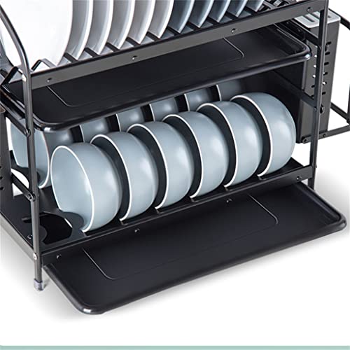 GXBPY Space Aluminum Household Countertop Utensil Storage Rack Kitchen Dish Double Storage Rack