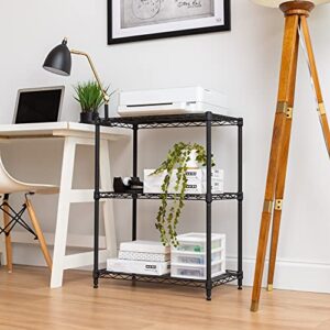 IRIS USA 3-Tier Adjustable Steel Storage Rack with Removable Locking Casters (Up to 600 lbs Loading Capacity), Easy Assembly Wire Organization Unit with Metal Shelves, Black (23.5"L x 14"W x 32"H)