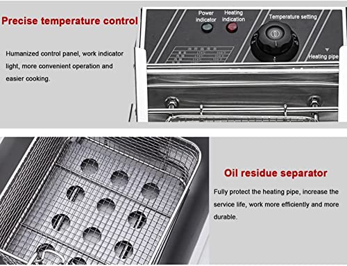 12L Electric Deep Fryer Commercial Dual Tanks Fryers 2500W Stainless Steel Countertop Oil Fryer, Commercial Restaurant, Fast Food Restaurant