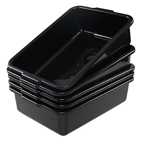 Ponpong 8 L Commercial Plastic Bus Box, Black Bus Tubs Restaurant, 5 Packs