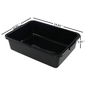 Ponpong 8 L Commercial Plastic Bus Box, Black Bus Tubs Restaurant, 5 Packs