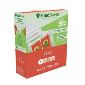 FoodSaver Vacuum Sealer Bags, Rolls for Custom Fit Airtight Food Storage and Sous Vide, 8" x 20' & FoodSaver 1-Pint Precut Vacuum Seal Bags, 28 Count, Clear