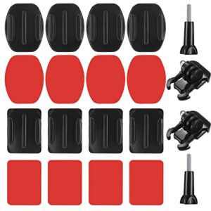 18 Set Helmet Adhesive Sticky Mounts, Flat Curved Adhesive Helmet Sticky Mounts with Accessories Kit, Compatible with GoPro Hero 10/9/8/7, Fusion, 6/5/4, Session, 3+/3/2/1, Action Camera