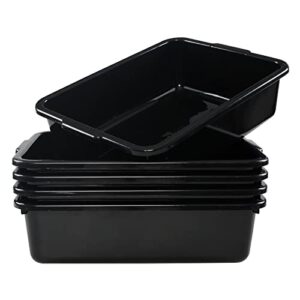 Cinkyou 5 Packs Black Plastic Commercial Bus Box, Small Bus Tubs, 8 Liters