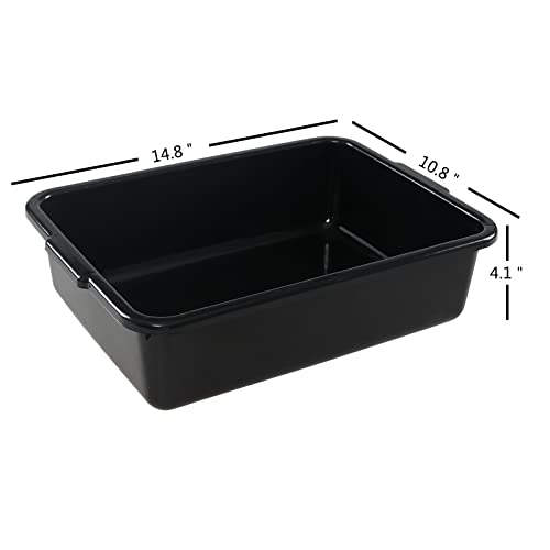 Cinkyou 5 Packs Black Plastic Commercial Bus Box, Small Bus Tubs, 8 Liters