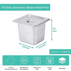 8 Pack Hotel Pans 1/6 Size Steam Table Pan with Lid,Commercial Stainless Steel Pan, Catering Food Pan for Food Warmer Party Restaurant Catering Supplies Restaurants