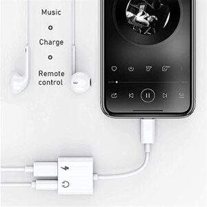 2 Pack Headphone Adapter for iPhone [Apple MFi Certified], 2 in 1 Lightning to 3.5mm AUX Audio + Charger Splitter Dongle for iPhone Accessories Compatible with iPhone 13/12/11/XR/X/8/7