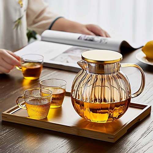 Saeifin Glass Teapot Stovetop Safe, Glass Tea Kettle 44oz/1300ml with Lid Perfect for Microwave Use, Handcrafted with Durable Borosilicate Glass and Stainless Steel Infuser, Ideal for Loose Leaf Tea