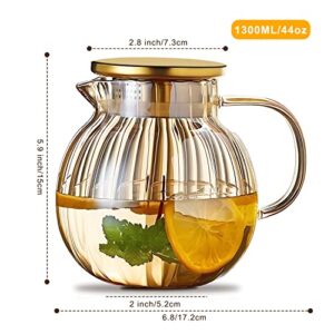 Saeifin Glass Teapot Stovetop Safe, Glass Tea Kettle 44oz/1300ml with Lid Perfect for Microwave Use, Handcrafted with Durable Borosilicate Glass and Stainless Steel Infuser, Ideal for Loose Leaf Tea