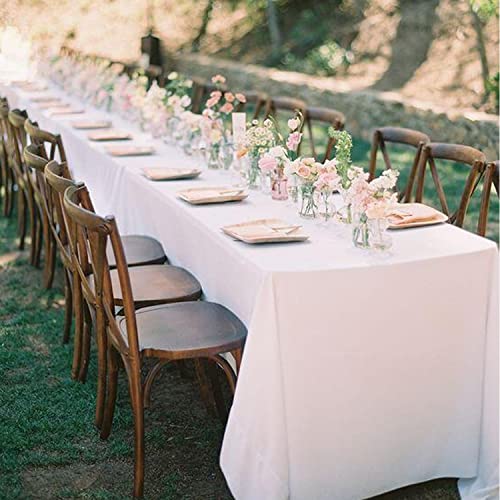 Yabool White Table Cloth Rectangle,Polyester Table Cloth, Wrinkle Resistant Washable Polyester Table Cover for Wedding Dining Table Buffet Parties and Camping. (White, 60 x 102 Inch 6Pack)