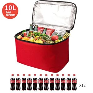 Tearom Insulated Food Delivery Bag Cooler Bags Insulated for Travel Pizza Delivery Bags for Cold and Hot Food Insulated Bags for Camping 1-Pack (red, 12 * 6 * 8)