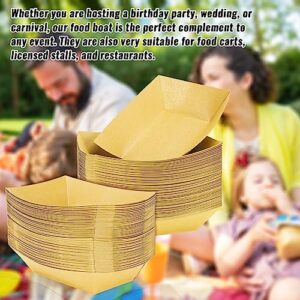 Cmkura 150 Pack Kraft Food Trays, 2 LB Paper Food Boats, Disposable Brown Paperboard Serving Baskets for Grease Resistant Fast Food, Hot Dog Nacho and Party Snack Holder