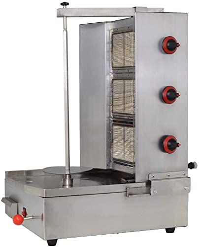 NJTFHU 3 Burners Shawarma Machine Commercial Chicken Shawarma Machine Gyro Grill Rotating Kebab Machine for Commercial Kitchen Use, Silver