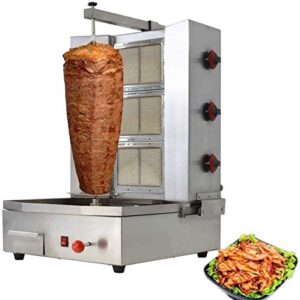 NJTFHU 3 Burners Shawarma Machine Commercial Chicken Shawarma Machine Gyro Grill Rotating Kebab Machine for Commercial Kitchen Use, Silver