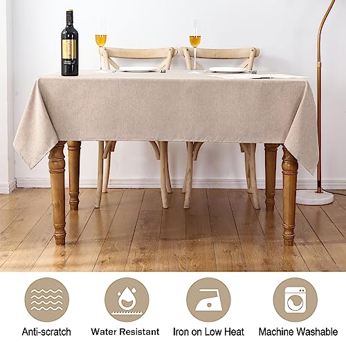 AUSSPVOCT Linen Textured Tablecloth Rectangle 52x70 Water Resistant Spill-Proof Wipeable Table Cloth Wrinkle Free Table Covers for Dining, Farmhouse, Outdoor, Kitchen, Banquet