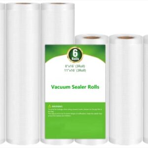 Vacuum Sealer Bags Rolls 8"x20'(3Rolls) and 11"x20' (3Rolls) 6 pack BPA Free Commercial Grade Heavy Duty Sealer Bags for Storage, Meal Preparation