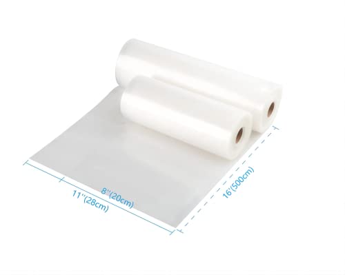 Vacuum Sealer Bags Rolls 8"x20'(3Rolls) and 11"x20' (3Rolls) 6 pack BPA Free Commercial Grade Heavy Duty Sealer Bags for Storage, Meal Preparation