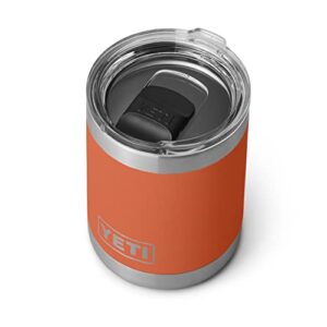 yeti stainless steel rambler drinking_cup lowball, vacuum insulated, with magslider lid, 10 ounces, desert clay