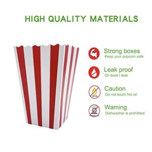 Jaojaopn Striped Popcorn Containers, 4.5 x 2.75 Mini Popcorn Boxes Snack Container Set for Movie Night or Various Party Themes. 50 pcs (red and white)