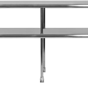 Express KitchQuip NSF Certified 18 Gauge Heavy Duty Stainless Steel Double Overshelf with Brackets 12"x96"