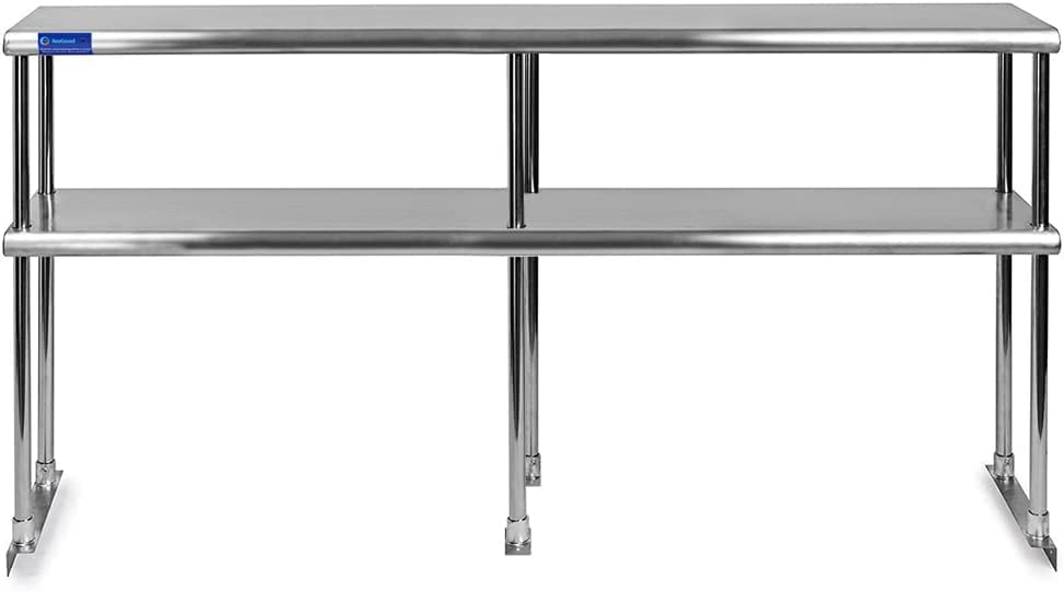 Express KitchQuip NSF Certified 18 Gauge Heavy Duty Stainless Steel Double Overshelf with Brackets 12"x96"