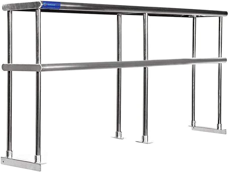 Express KitchQuip NSF Certified 18 Gauge Heavy Duty Stainless Steel Double Overshelf with Brackets 12"x96"