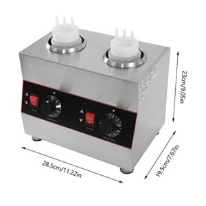 Commercial Electric Cheese Sauce Warmer Countertop Food Sauce Warmer Multifunction 110V, Topping Bottle Warmer Hot Cheese Sauce Melter and Dispenser with Two Bottles