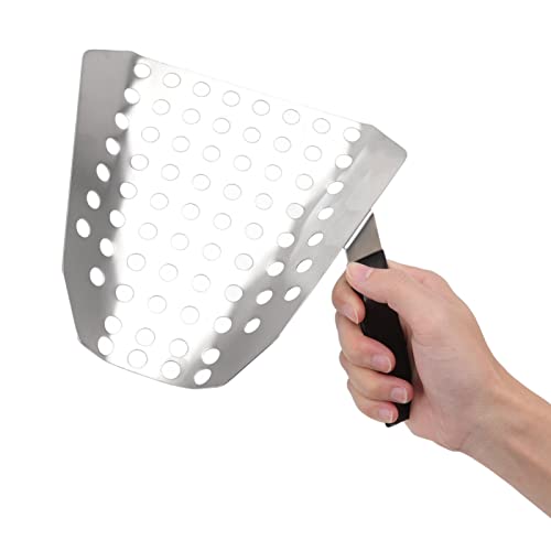 Chip Scoop, Popcorn Scoop Ergonomic Single Handle Stainless Steel Fries Scooper with Holes for Movie Theater Shop