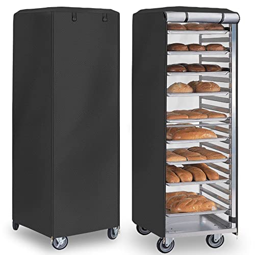 Dalema Pan/Bun Pan Rack Cover,Heavy Duty Waterproof Dustproof Bread Rack Covers,Bakery Rack Cover for 20-Tier Sheet Pan/Bun Pan Rack.(Black,23" W x 28" D x 64" H.)