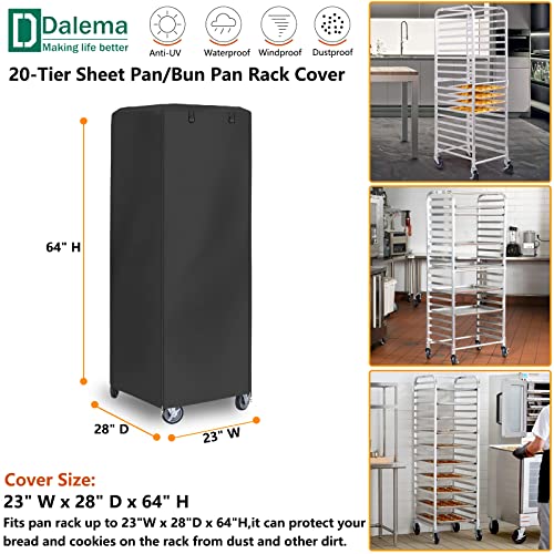 Dalema Pan/Bun Pan Rack Cover,Heavy Duty Waterproof Dustproof Bread Rack Covers,Bakery Rack Cover for 20-Tier Sheet Pan/Bun Pan Rack.(Black,23" W x 28" D x 64" H.)