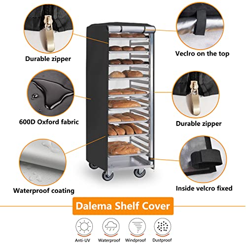 Dalema Pan/Bun Pan Rack Cover,Heavy Duty Waterproof Dustproof Bread Rack Covers,Bakery Rack Cover for 20-Tier Sheet Pan/Bun Pan Rack.(Black,23" W x 28" D x 64" H.)