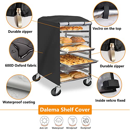 Dalema Pan/Bun Pan Rack Cover,Heavy Duty Waterproof Dustproof Bread Rack Covers,Bakery Rack Cover for 10-Tier Sheet Pan/Bun Pan Rack.(Black,23" W x 28" D x 33" H.)