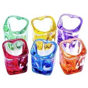 jaepsing shot glasses, 2oz heavy base shot glasses sets of 6/heart shaped shot glasses/rainbow shot glasses/square shot glasses/espresso shot glasses/bulk shot glasses