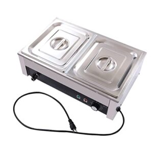 food warmer, 2-pan commercial countertop steam catering food warmer, 1500w stainless steel electric steam warmer, restaurants professional buffet chafing dishes with lids, 6.87qt/6.5l