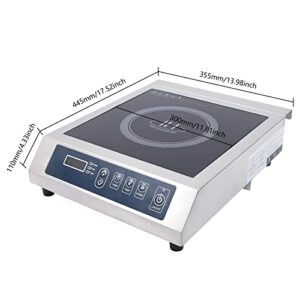 1800W Induction Cooktop Commercial Range Countertop Burners Commercial Induction Cooktop Hot Plate LED Display, 13-Speed Adjustment, Timable