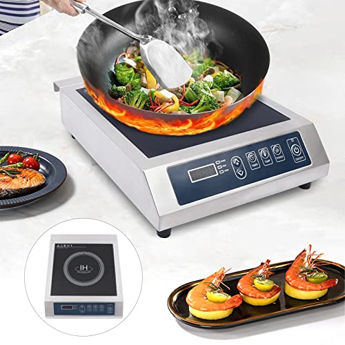 1800W Induction Cooktop Commercial Range Countertop Burners Commercial Induction Cooktop Hot Plate LED Display, 13-Speed Adjustment, Timable