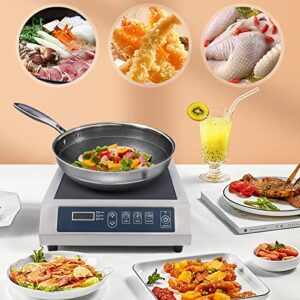 1800W Induction Cooktop Commercial Range Countertop Burners Commercial Induction Cooktop Hot Plate LED Display, 13-Speed Adjustment, Timable