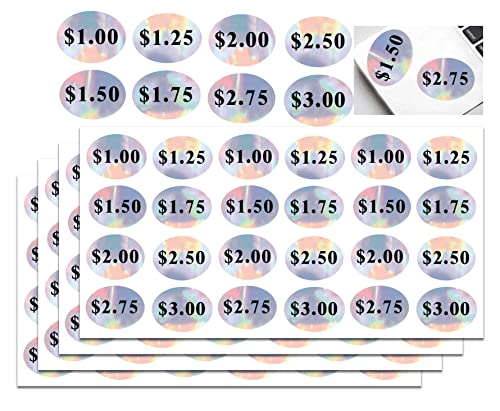 Holographic Vending Machine Price Labels Soda Snack $1.00 $1.25 $1.50 $1.75 $2.00 $2.50-3/4 x 1 Inch Vending Machine Labels Sales Stickers for Business 720 Pcs