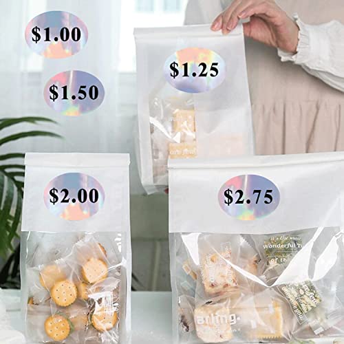 Holographic Vending Machine Price Labels Soda Snack $1.00 $1.25 $1.50 $1.75 $2.00 $2.50-3/4 x 1 Inch Vending Machine Labels Sales Stickers for Business 720 Pcs