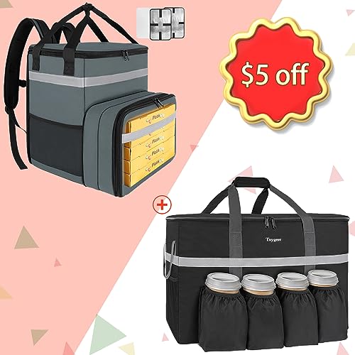 Insulated Food Delivery Bag&Insulated Food Delivery Backpack, Bundle Insulated Food Delivery Backpack, Thermal Delivery Bag For Hot Food Pizza Grocery,Insulated Food Delivery Bag with 4 Cup Holders