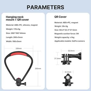 Magnetic Neck Holder Mount for Gopro - ULANZI Go Quick II POV Necklace Mount Quick Release Hands Free Mounting Attachments Vlog Aceessories for Gopro Hero11 10 9 8 7 Black DJI Action 3