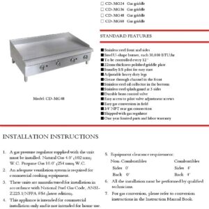 Commercial Griddle Manual 48" Countertop Natural Gas - 120000 BTU NSF CD-MG48