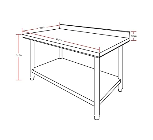 24"x48" Stainless Steel Work Table with Backsplash