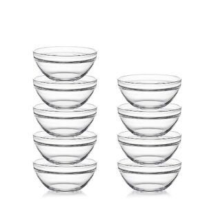 sweejar 4.5 inch small glass bowls set, 12 oz prep bowls for cooking, small bowls for kitchen, dessert bowls for ice cream, 9 pack