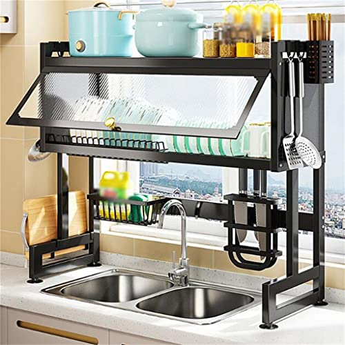 JAHH Kitchen Sink Shelf with Cabinet Door Countertop Plate Storage Cabinet Cupboard Multifunctional Dishwashing Rack Storage Rack